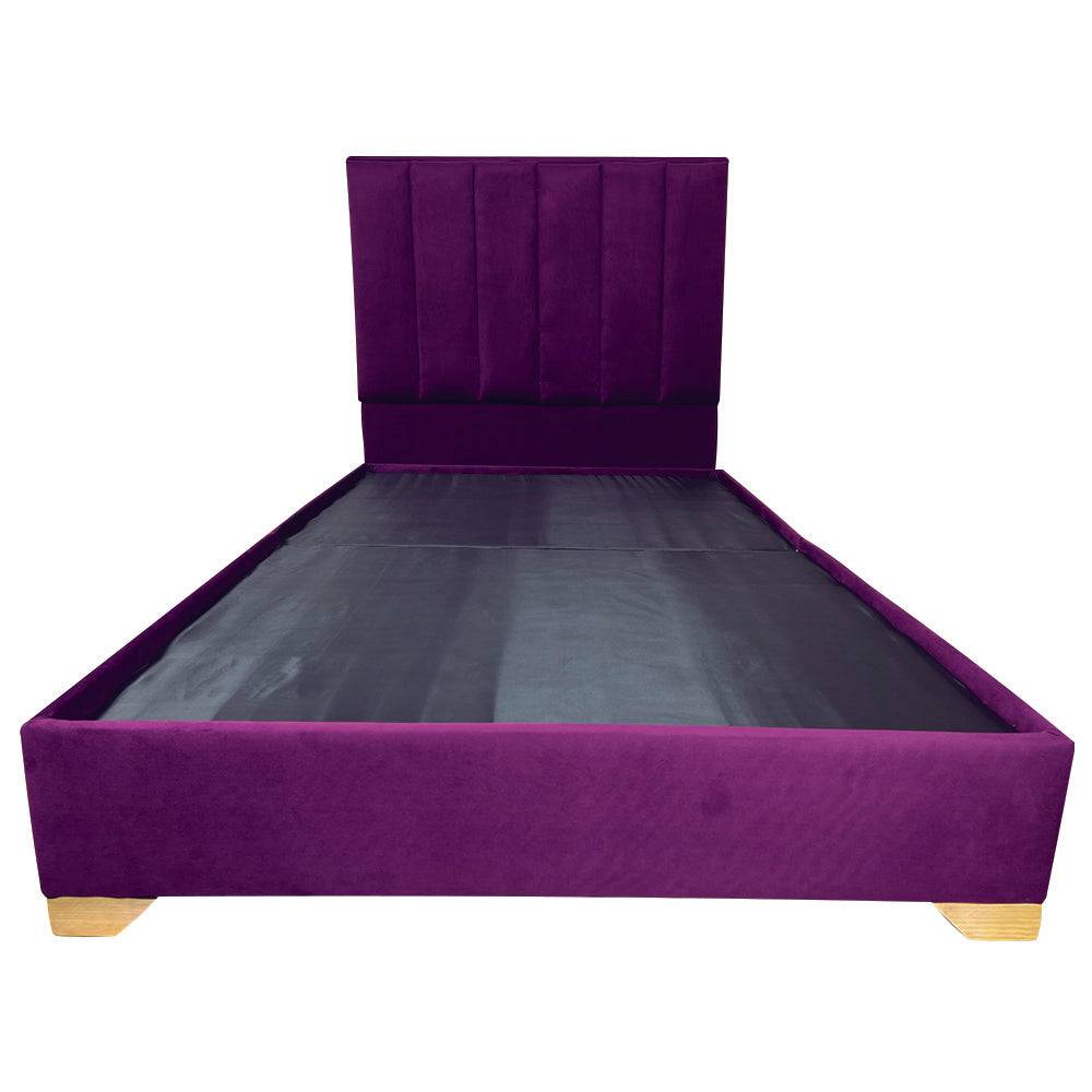 Base Cama River + Espaldar Tela Petfriendly Morado | Muebles de Calidad ...